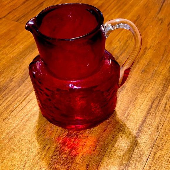 Vintage | Dining | Vintage Coin Thumbprint Hand Blown Red Glass Small ...